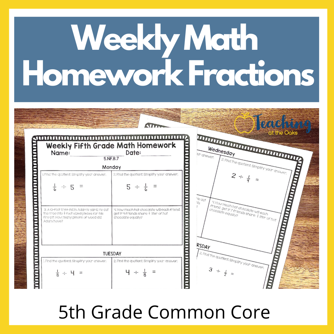 FREEBIE + Why Assign Weekly Math Homework? - Teaching at the Oaks