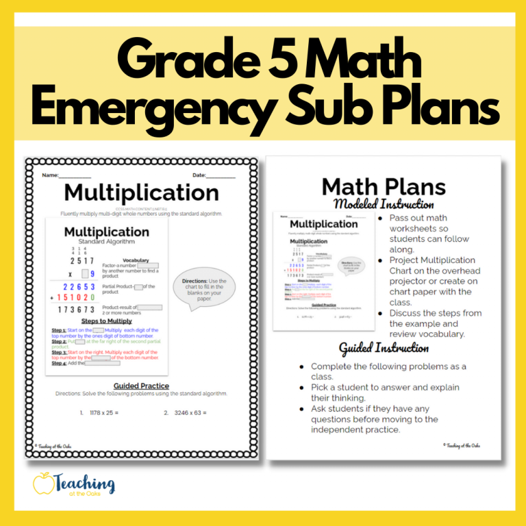Emergency Sub Plans in 5 Simple Steps - Teaching at the Oaks